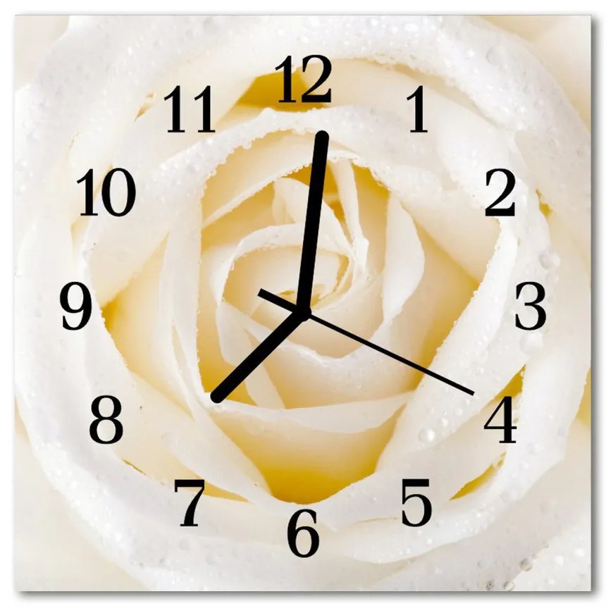 Skleněné hodiny čtvercové růže 30x30 cm