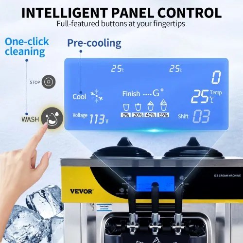 Komerční výrobník zmrzliny, výtěžnost 22-30 l/h, 2200 W
