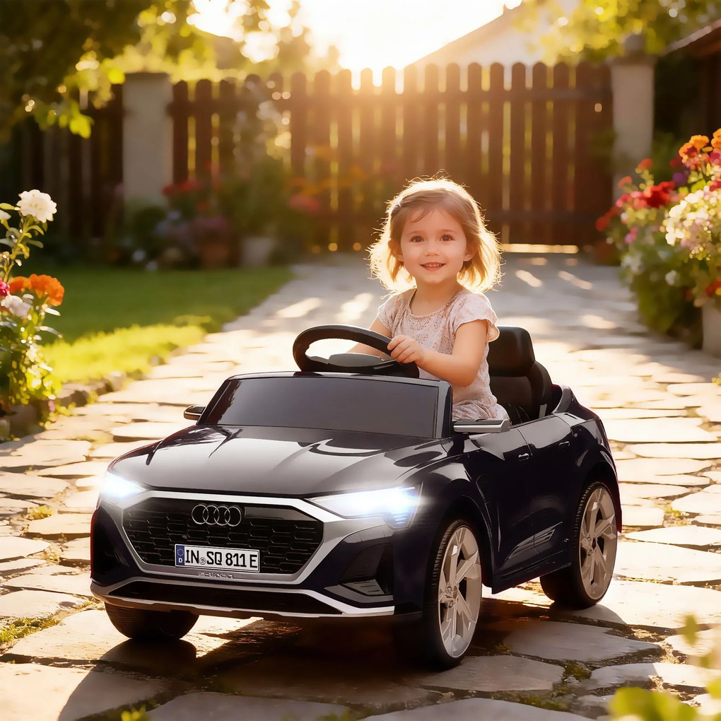 AIYAPLAY Elektrické auto pro děti od 3 let Audi Q8 Etron Sportback 12V s dálkovým ovládáním, pružným odpružením kol, jasnými světly, klaksonem a hudb…