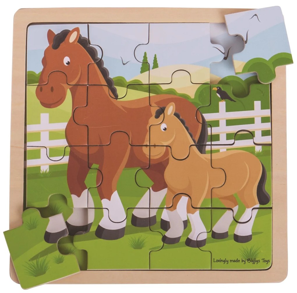 Bigjigs Toys puzzle - Kůň s hříbátkem