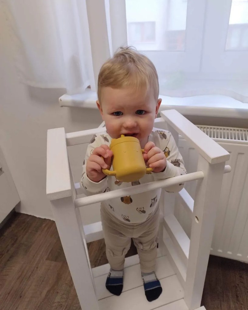 Moonbaby Dětský silikonový hrnek TEDDY 110 ml hořčicový