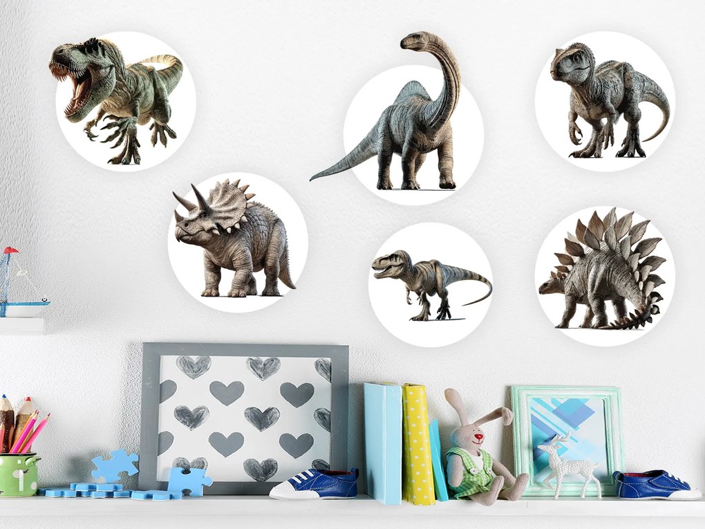 Dinosauři sada textilní přelepitelné samolepky na zeď arch 45 x 32 cm