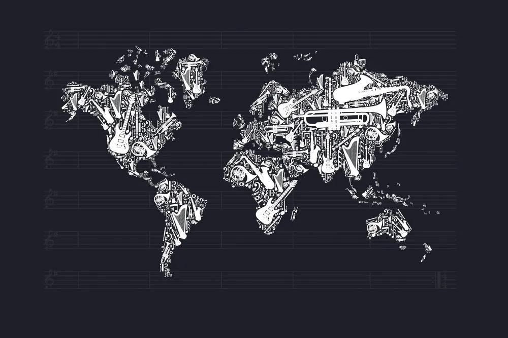 Samolepící tapeta hudební mapa světa - 150x100 cm
