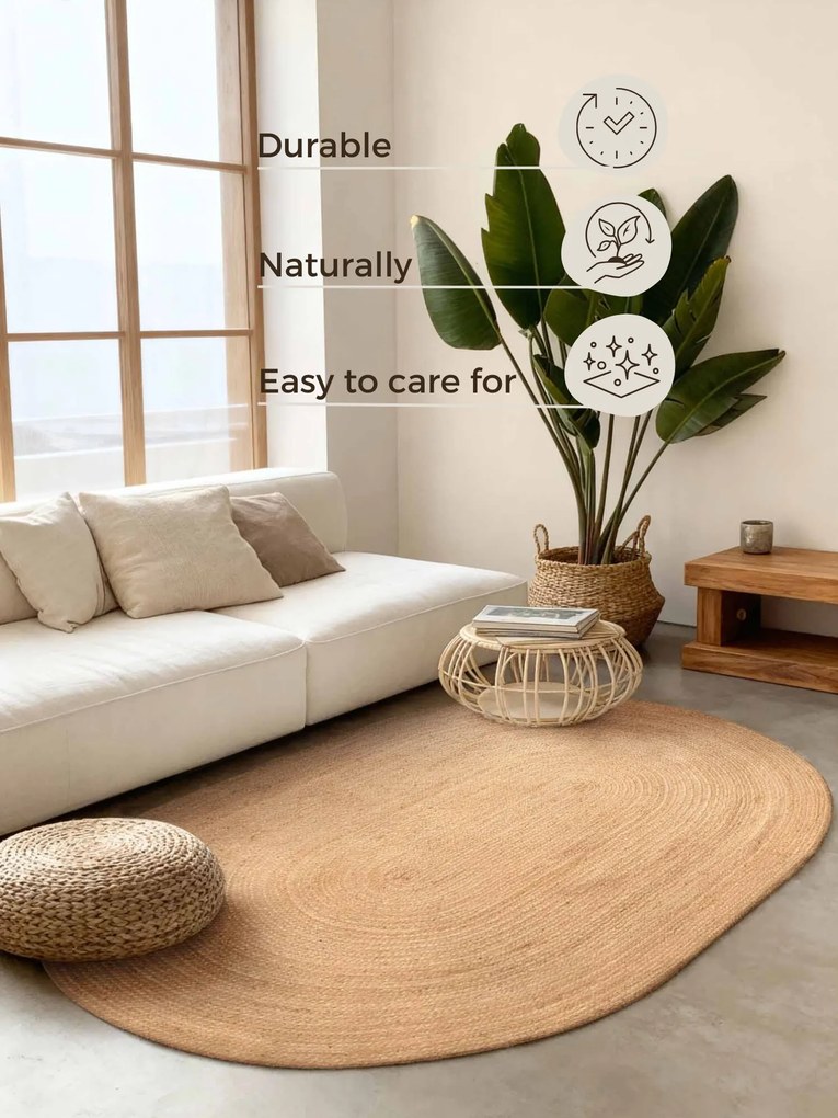 Hanse Home, Kusový koberec Jute Braided 106005 Gold ovál, 160x230 ovál, béžová, chodba / předsíň