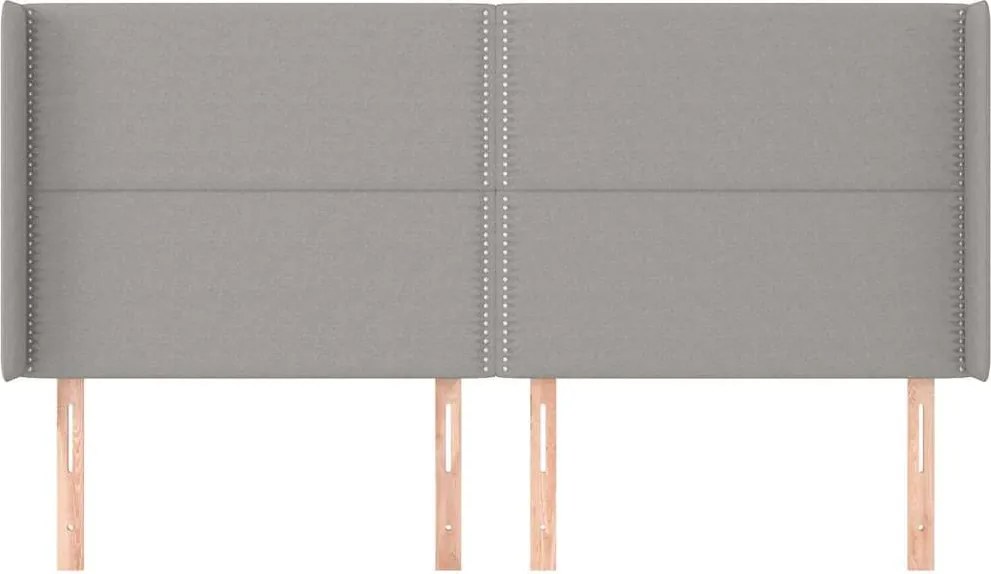 Čelo postele typu ušák světle šedé 203x16x118/128 cm textil 3119462