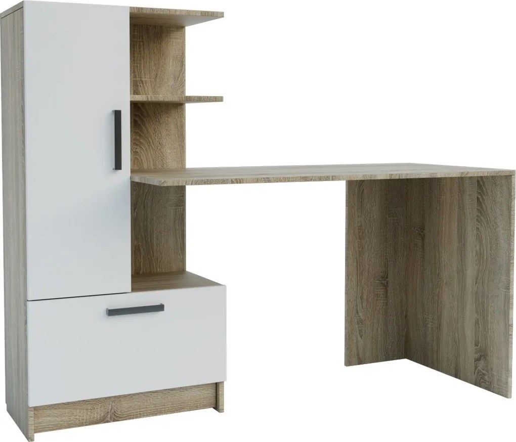 VerDesign ORIGINAL psací stůl levý, dub sonoma/bílý