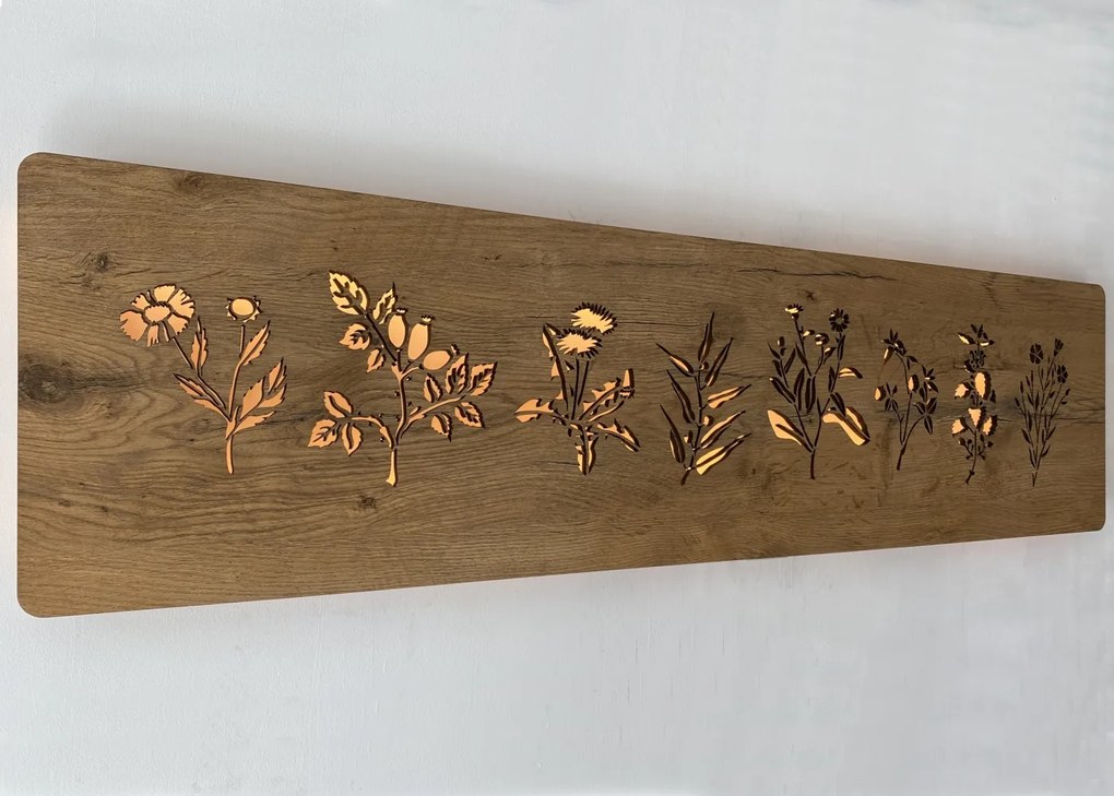Li-Go "Byliny" světelný obraz 230V 120x31cm provedení povrchu: dub světlý