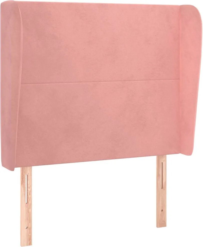 Čelo postele typu ušák růžové 83 x 23 x 118/128 cm samet 3117711