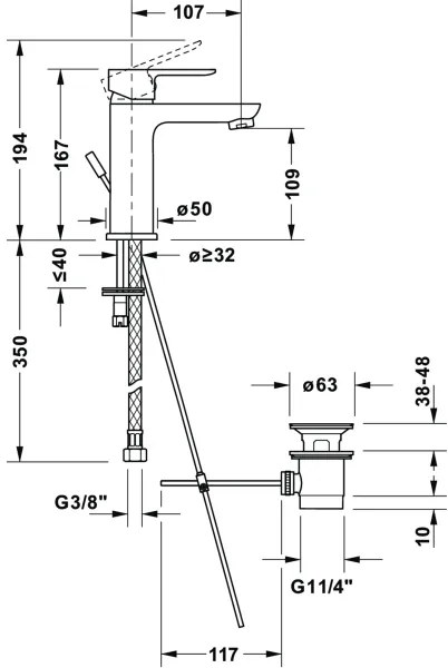 Duravit DC1023001046 - Umyvadlová baterie + výpusť D-CODE matná černá