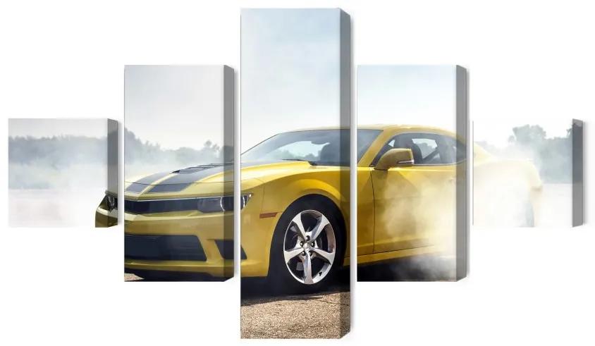 Vícedílný obraz 3D Driftující Žluté Auto Nedostatek Nedostatek Plátno Canvas 250x150