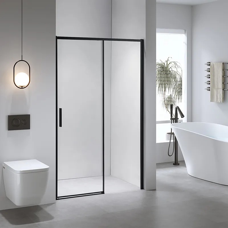 BPS-koupelny Posuvné sprchové dveře PD-NOB HYD-5171 100 cm černá/transparent pro instalaci do niky - bez vaničky