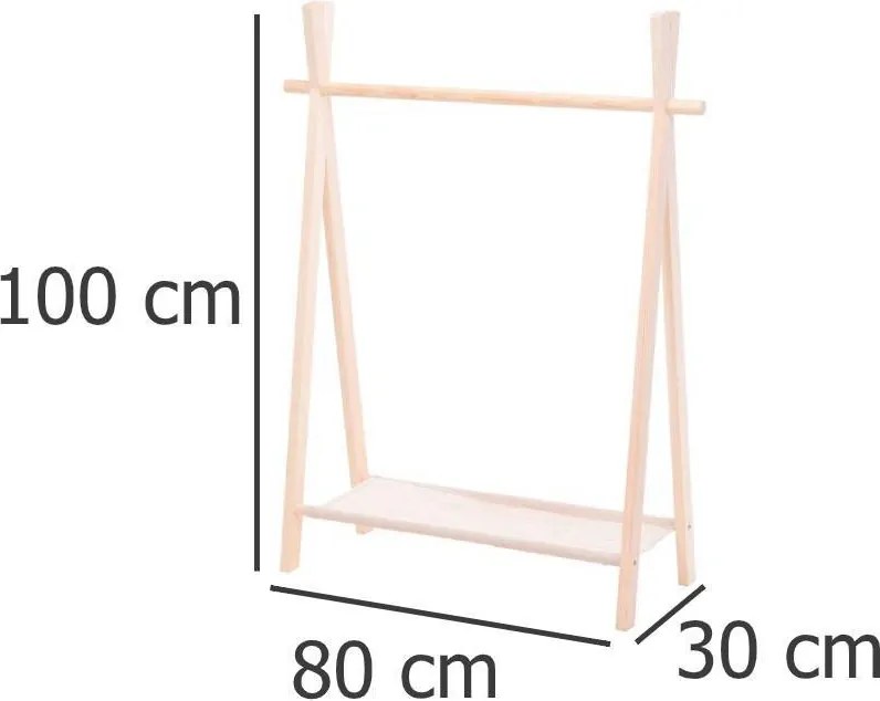 Dětské věšák na oděvy, 80 x 30 x 100 cm, dřevěný