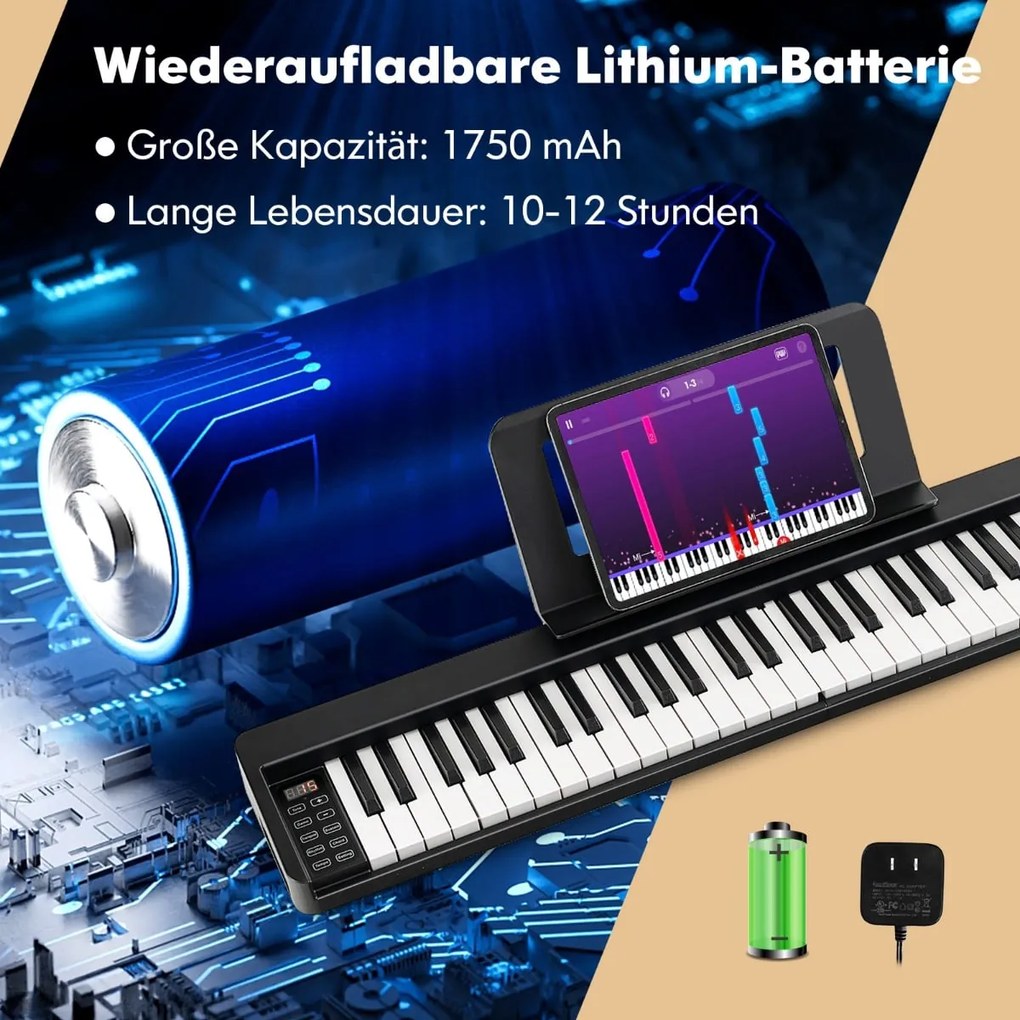 Costway Digitální piano s 61 klávesami a Bluetooth a hudebním stojanem a pedálem
