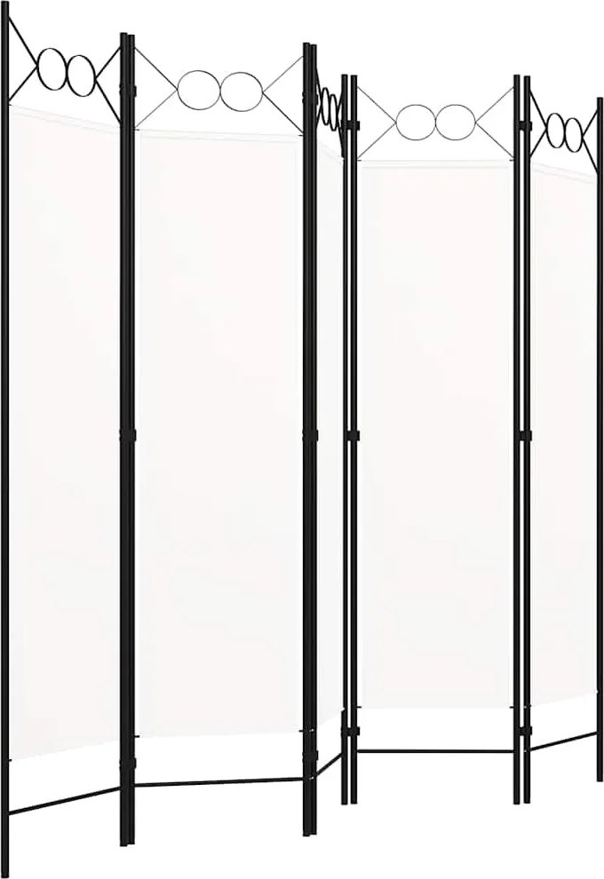 5dílný skládací paraván bílý 200 x 180 cm 320707