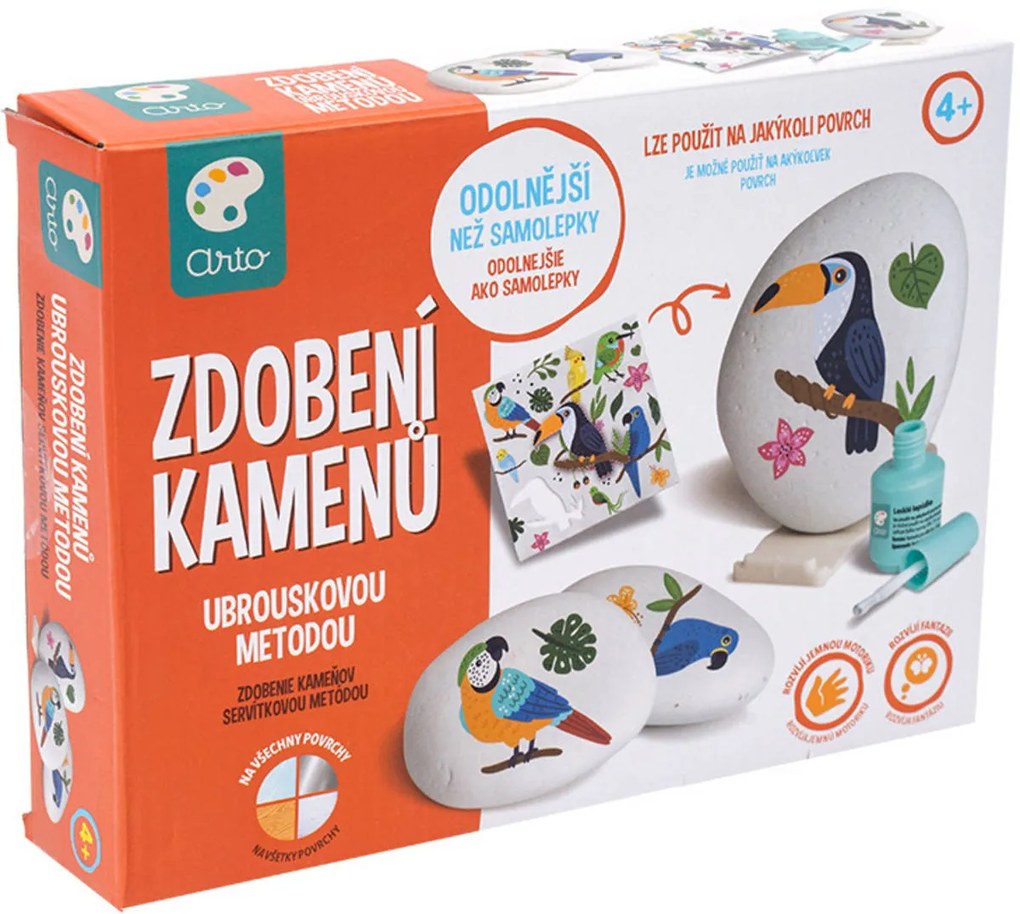 MAC TOYS Arto Zdobení kamenů ubrouskovou metodou kreativní set zvířátka m4415020