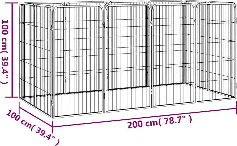 12panelová ohrádka pro psy černá 50 x 100 cm práškovaná ocel 3115959