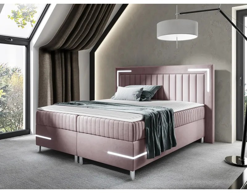 Kontinentální postel Suhak 3 LED, Rozměr postele: 160x200, Barva:: Velutto 15