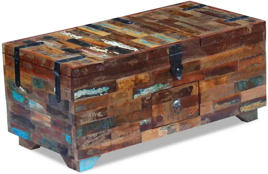 Konferenční stolek truhla masivní recyklované dřevo 80x40x35 cm 243320