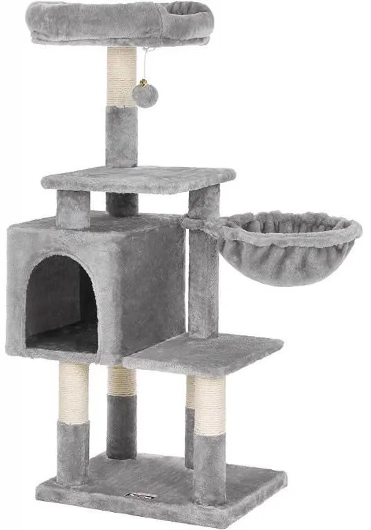 FEANDREA Šplhací věž pro kočky 110cm, světle šedá
