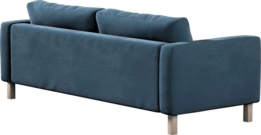 Potah na pohovku IKEA Karlstad 3-místná, nerozkládací, krátký barva modrá látka lesklé, sametová