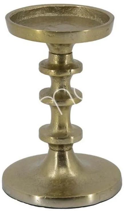 Bronzový antik kovový svícen na širokou svíčku - Ø 10*15cm