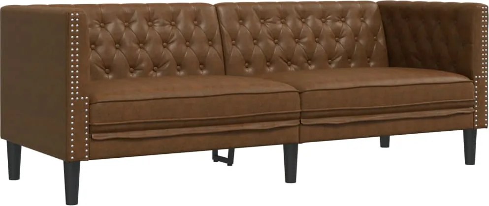 3dílná sedací souprava Chesterfield hnědá umělá semišová kůže 3209273