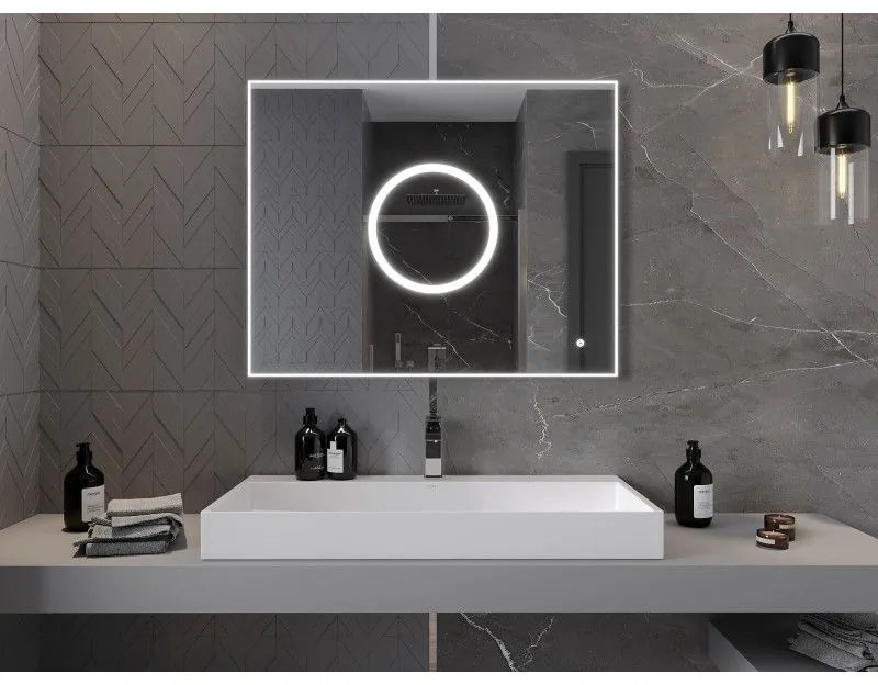 Mexen Koga, LED koupelnové zrcadlo s podsvícením 100 x 80 cm, 6000K, ochrana proti zamlžování, 9821-100-080-611-00