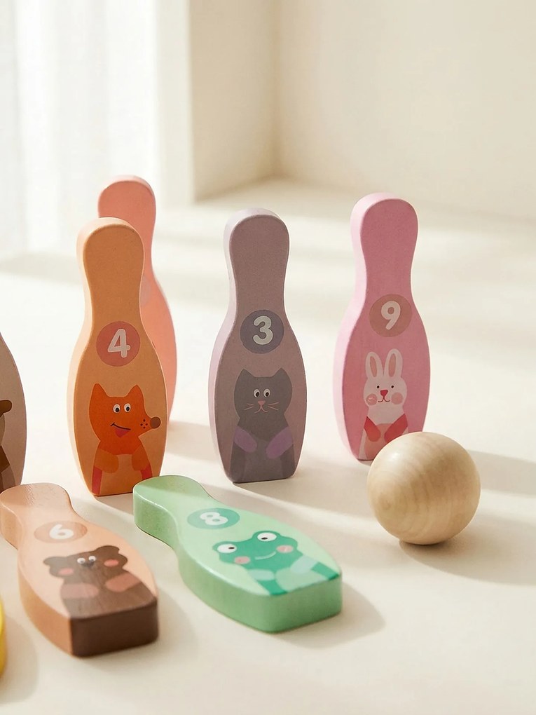 Sinsay - Dřevěná sada na kuželky 10 pack - vícebarevná