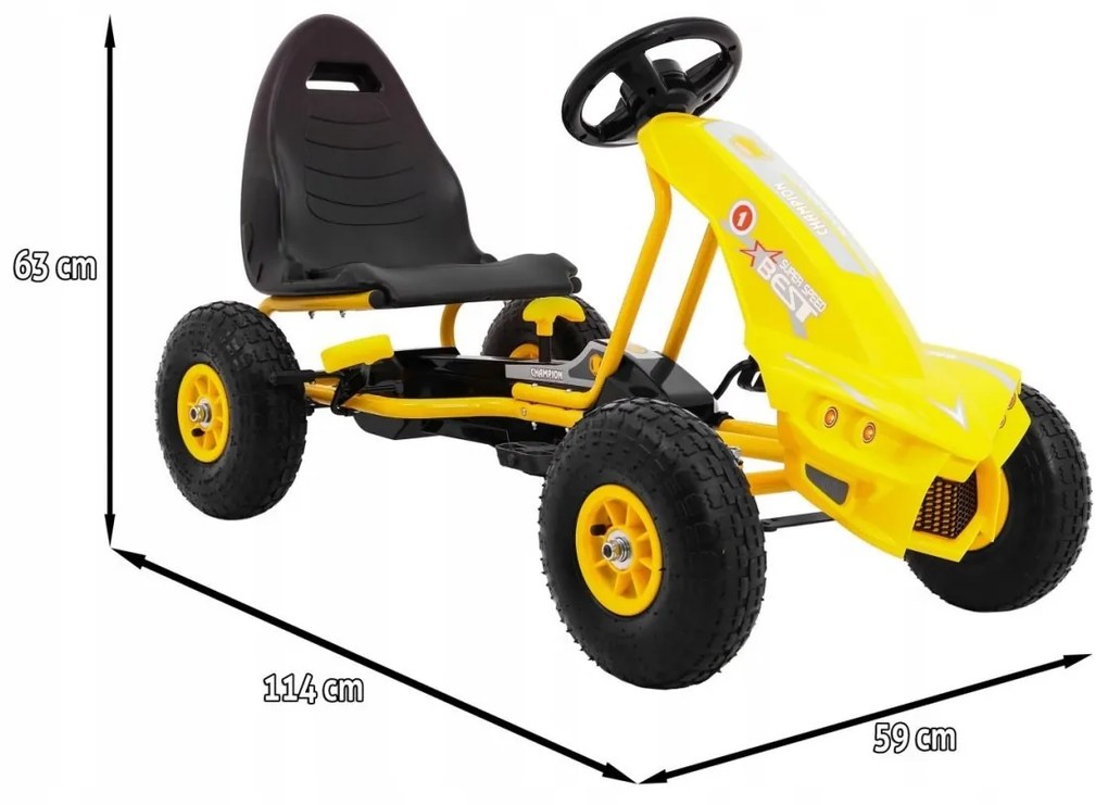 RKToys Dětská motokára Gokart Champion Žlutá