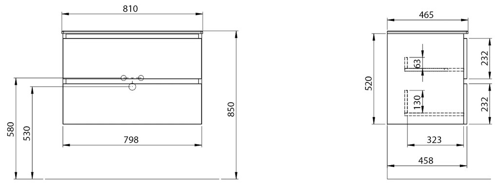 Sapho Ezara koupelnová skříňka 79,8 x 52 x 46 cm pod umyvadlo bílá lesk EZ801-3030