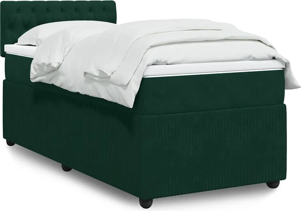 Box spring postel s matrací tmavě zelená 90x190 cm samet 3289923