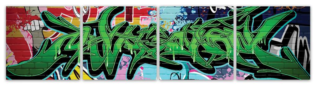 Malvis ® Pětidílný obraz graffiti greenery Velikost: čtyřdílné panorama - 140x35 cm