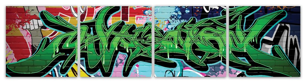 Malvis ® Pětidílný obraz graffiti greenery Velikost: třídílný obdélník - 120x80 cm