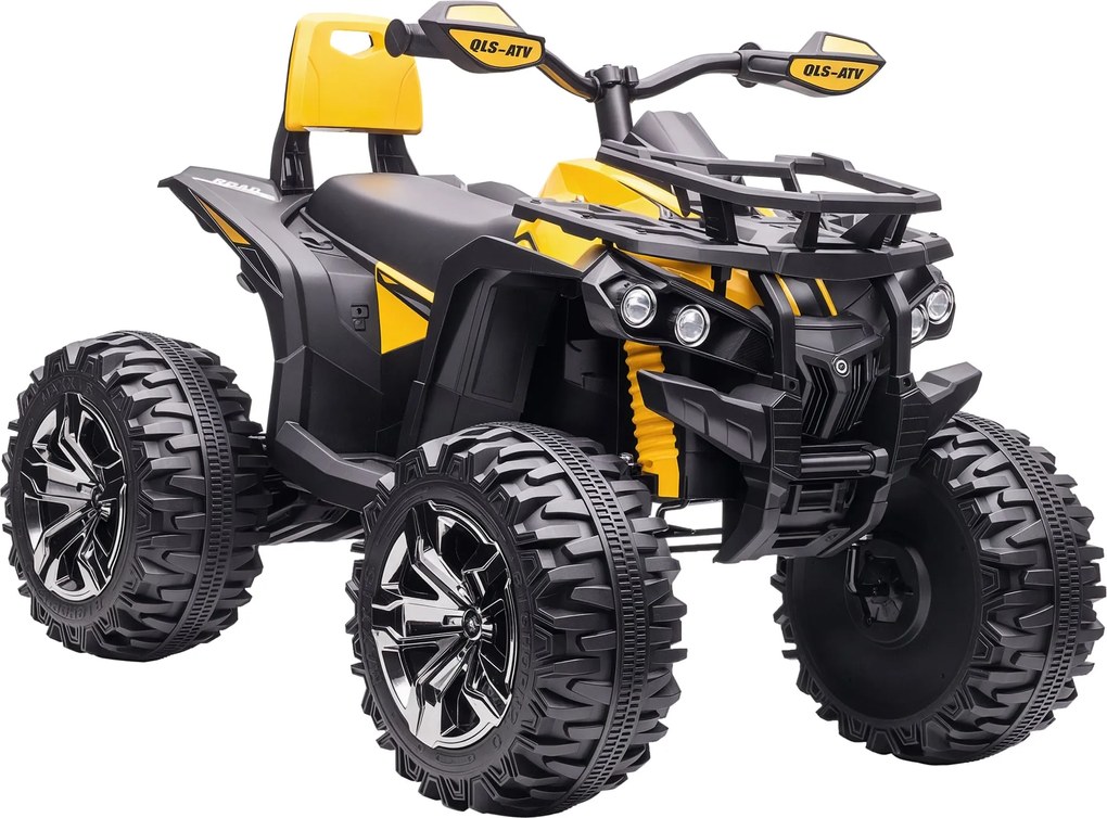 HOMCOM Elektrický čtyřkolka pro děti, 12V 10Ah, čtyřkolka s funkcí vpřed a vzad, 2 motory, USB připojení, MP3 přehrávač, vozidlo pro děti s předním sv