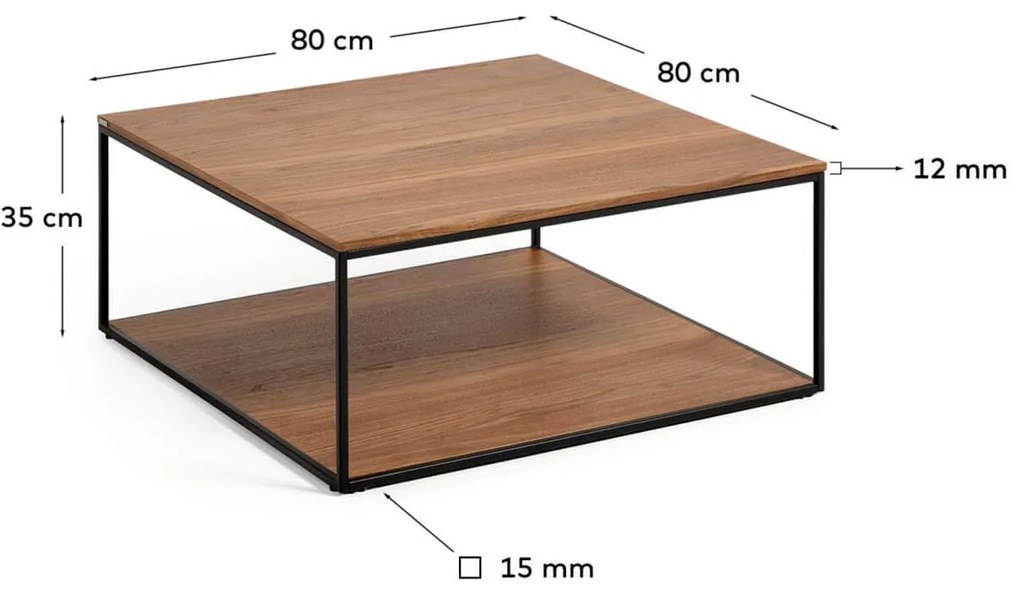 Konferenční stolek noya 80 x 80 cm ořech MUZZA