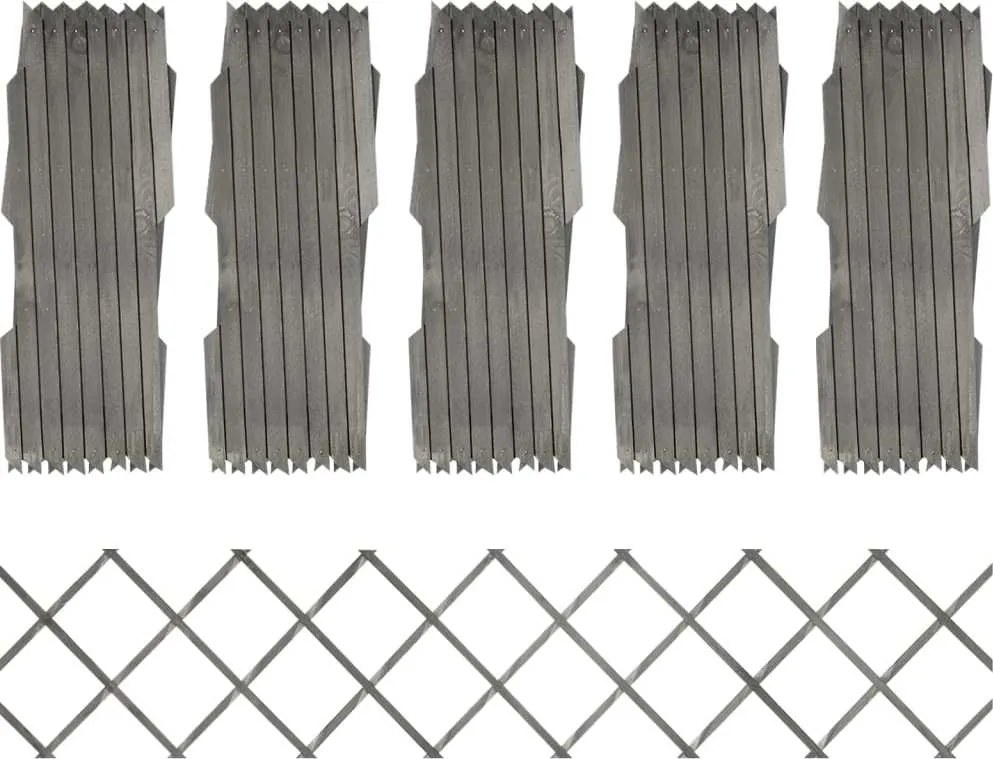 vidaXL Trelážové ploty 5 ks masivní jedlové dřevo 180 x 30 cm [316423] Barva: Šedá