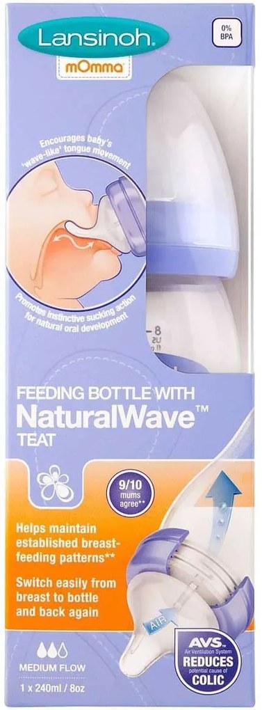 Lansinoh Kojenecká láhev 240 ml se savičkou NaturalWave