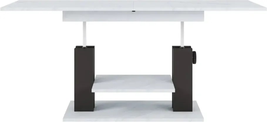 Výškově nastavitelný rozkládací konferenční stolek Moduvo 120/170 cm mramor/černý