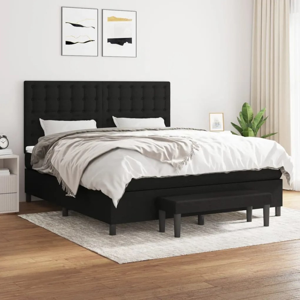 Box spring postel s matrací černá 160x200 cm textil 3136927