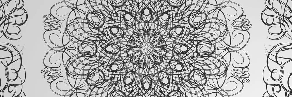 Obraz abstraktní květinová Mandala v černobílém provedení Varianta: 135x45
