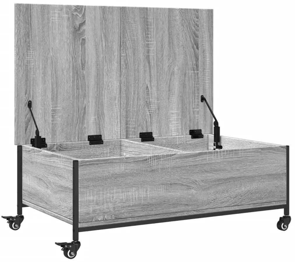Konferenční stolek na kolečkách šedý sonoma 91x55x34cm kompozit - Default Title