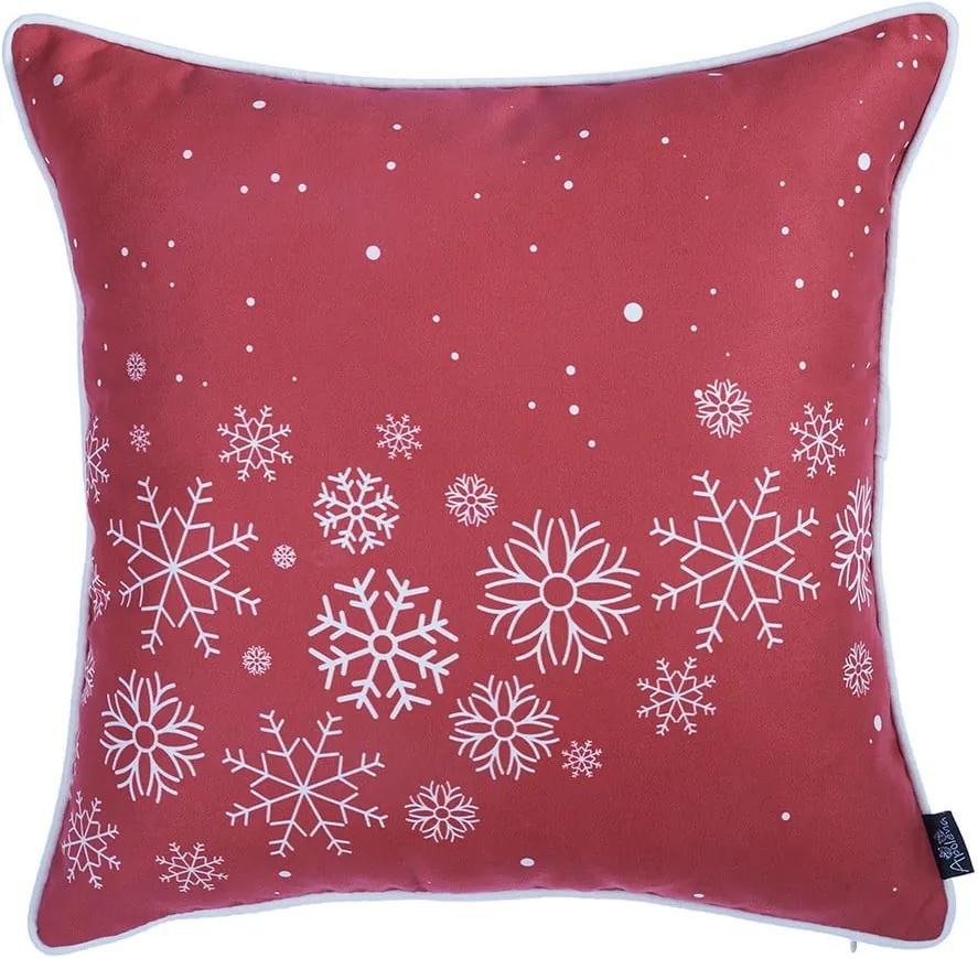 Červený povlak na polštář s vánočním motivem Mike & Co. NEW YORK Honey Snowflakes, 45 x 45 cm