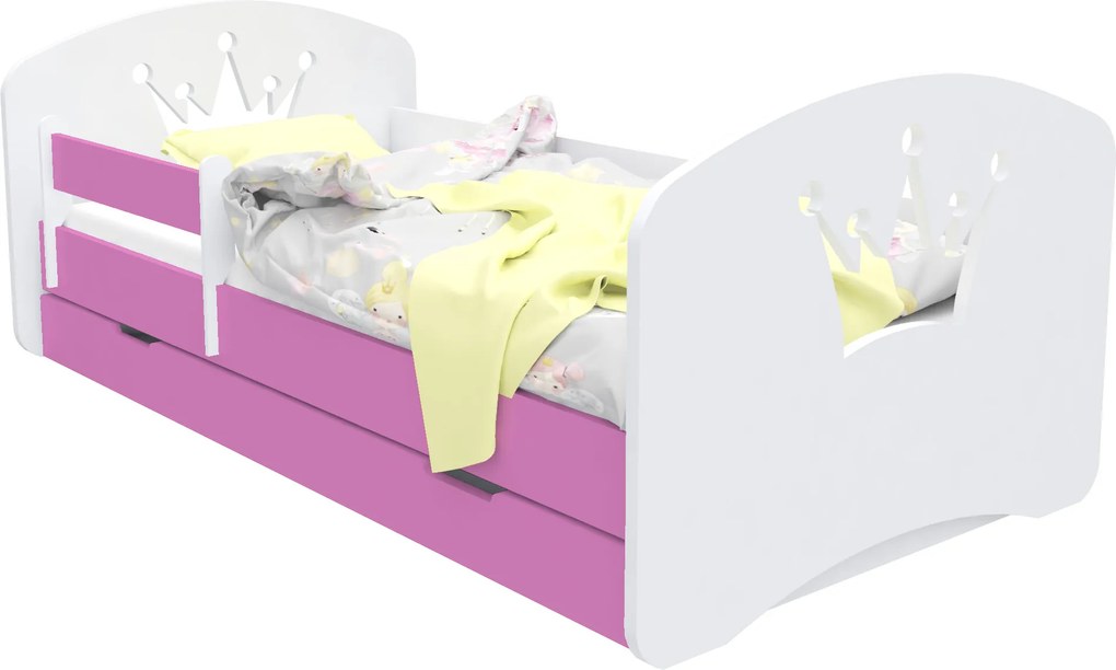 Svět pokojů Dětská postel DESIGN s výřezem - korunka + matrace zdarma Barva: Bílá, Uložný prostor: ANO (+500 Kč), Rozměr: 140x70 cm
