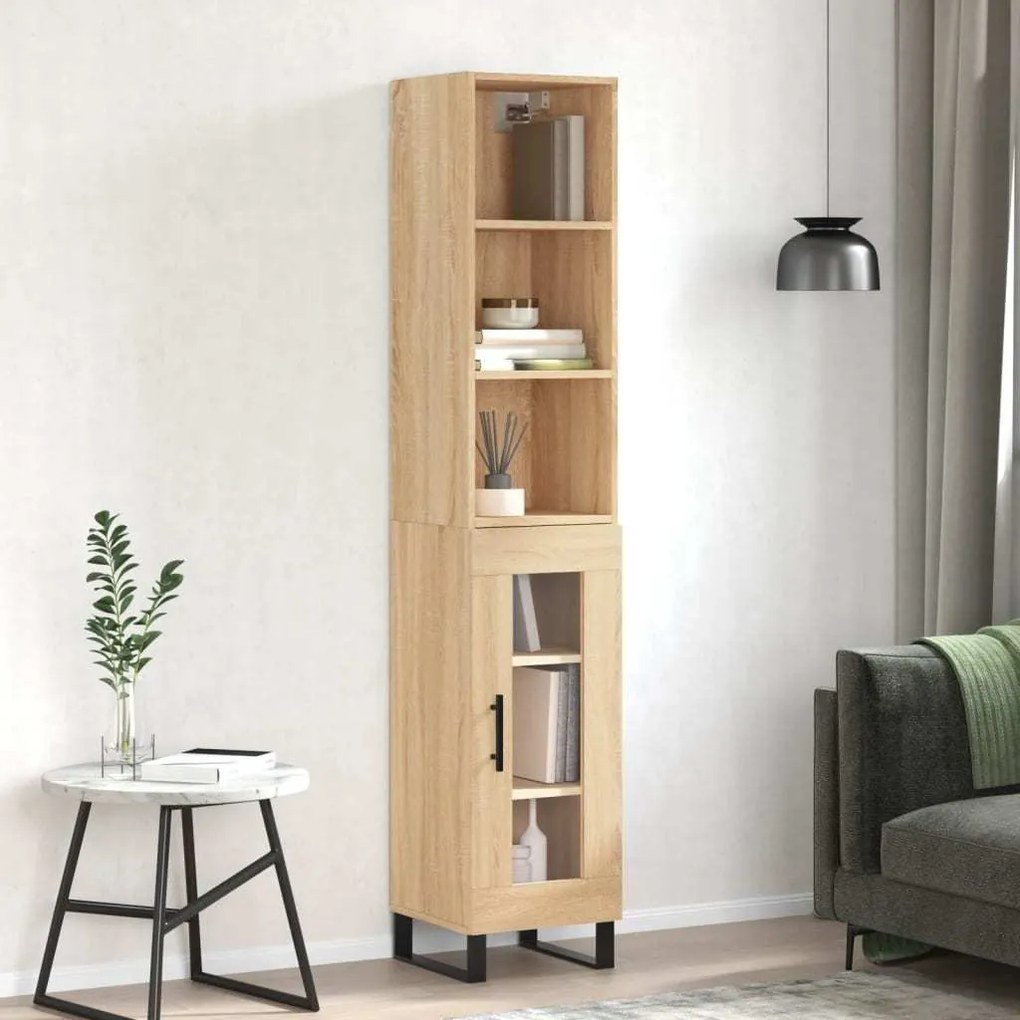 vidaXL Skříň highboard 34,5 x 34 x 180 cm kompozitní dřevo [3189917] Barva: Černá