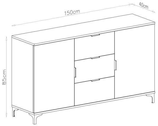 Komoda se zásuvkami a dvířky LORA dub artisan