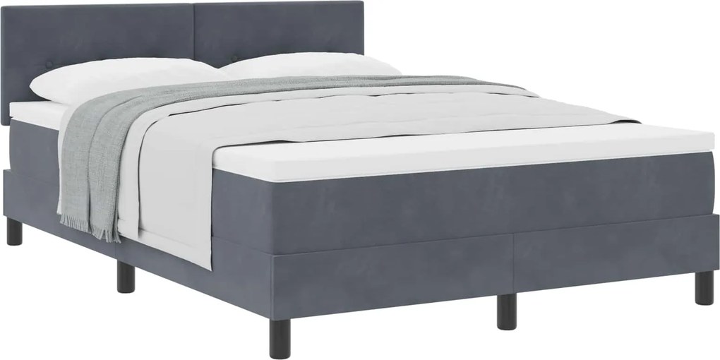 Postel s boxspringem s čelo Tmavě šedá 160 x 200 cm samet 3339183