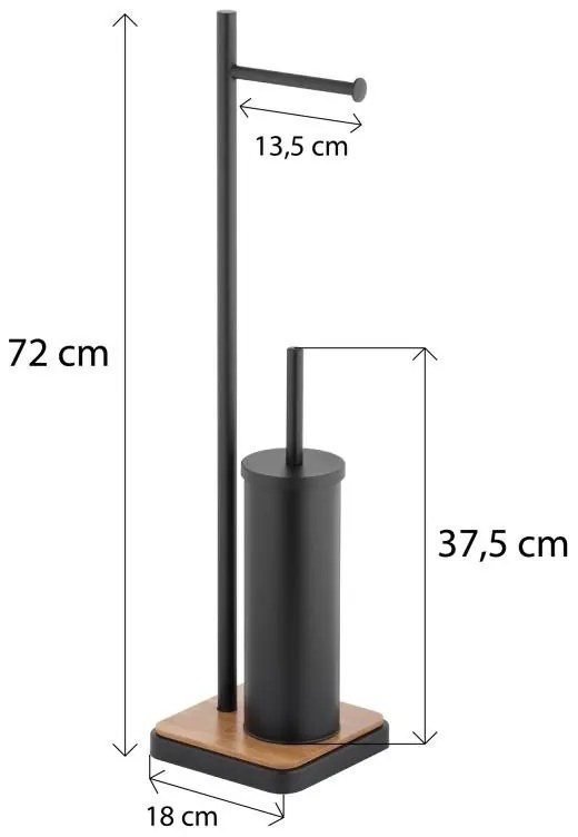Erga Dyka, držák na toaletní papír a toaletní kartáč 18x18x72 cm, černá matně-hnědá, ERG-YKA-P.DYKA-BLK