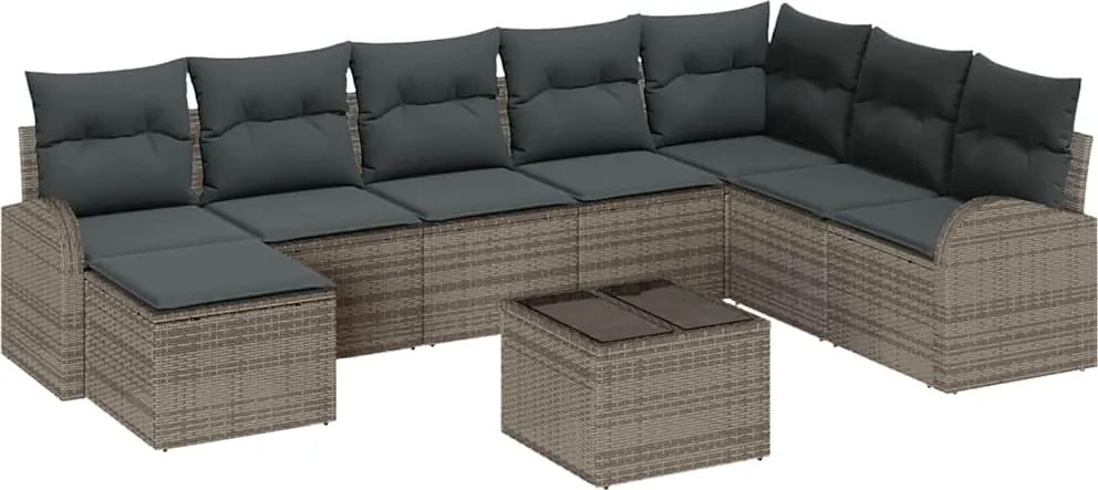 Set pohovek 9 ks Šedá polyratan 3354838