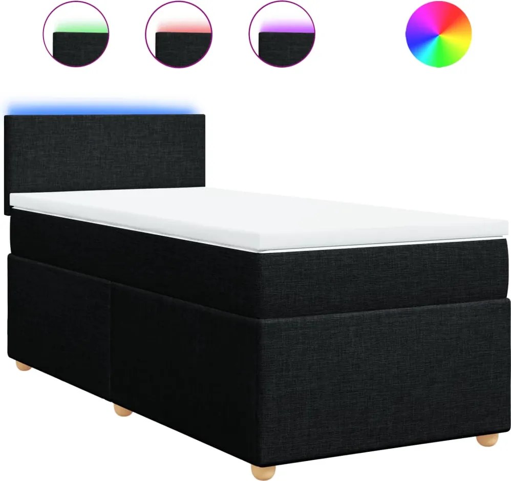 Box spring postel s matrací černá 80 x 200 cm textil 3288802