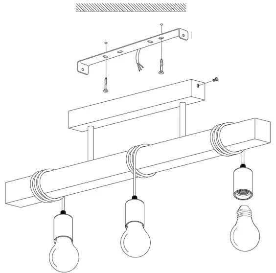 Eglo 33166 - Lustr přisazený TOWNSHEND 3xE27/60W/230V